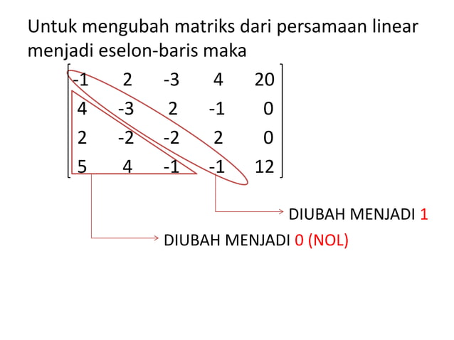 Penyelesaian sistem persamaan linear dengan metode gauss | PPTX