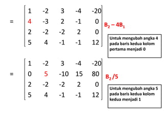 Penyelesaian sistem persamaan linear dengan metode gauss | PPTX