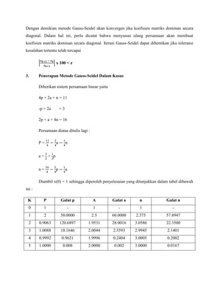 Penyelesaian sistem persamaan linear dengan metode iterasi gauss seidel ...
