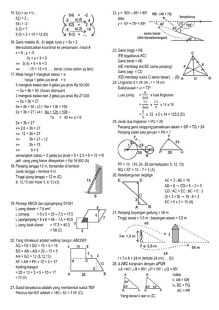 Penyelesaian soal ujian sekolah matematika smp kab. cilacap tahun 2013 | PDF