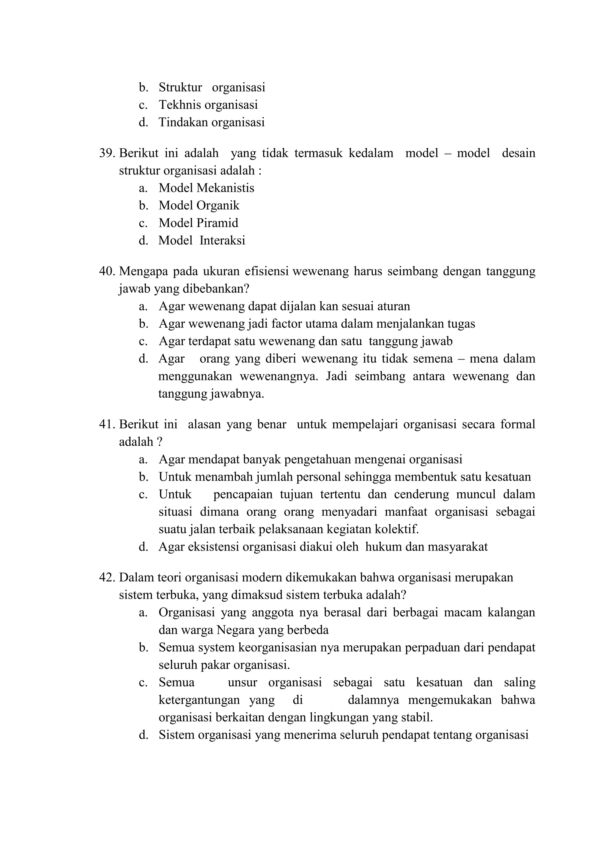 Contoh soal PG untuk Perilaku Keorganisasian | DOCX