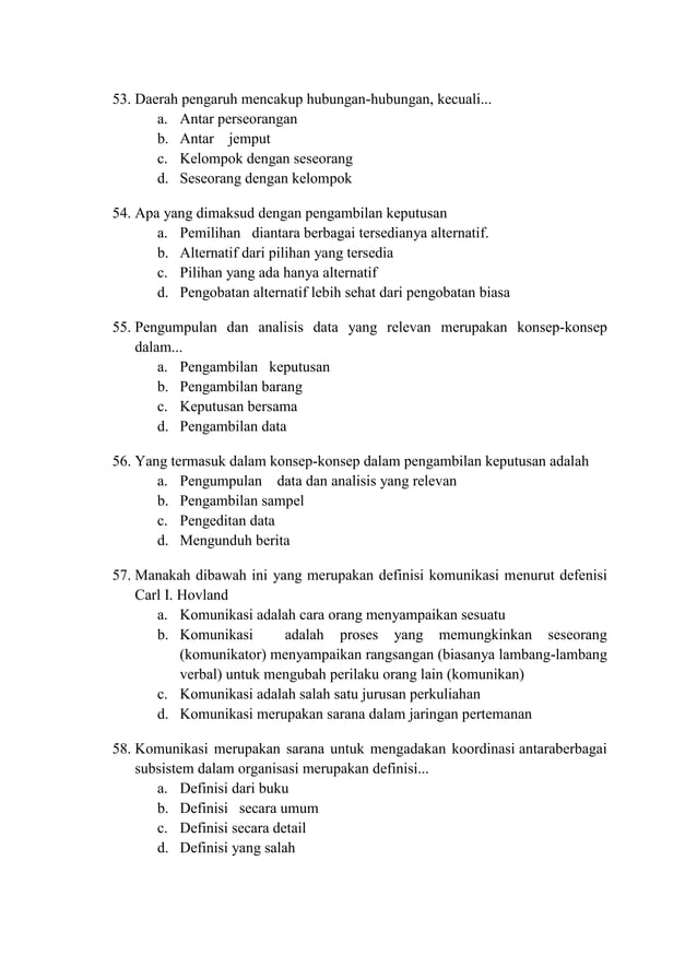 Contoh soal PG untuk Perilaku Keorganisasian | DOCX