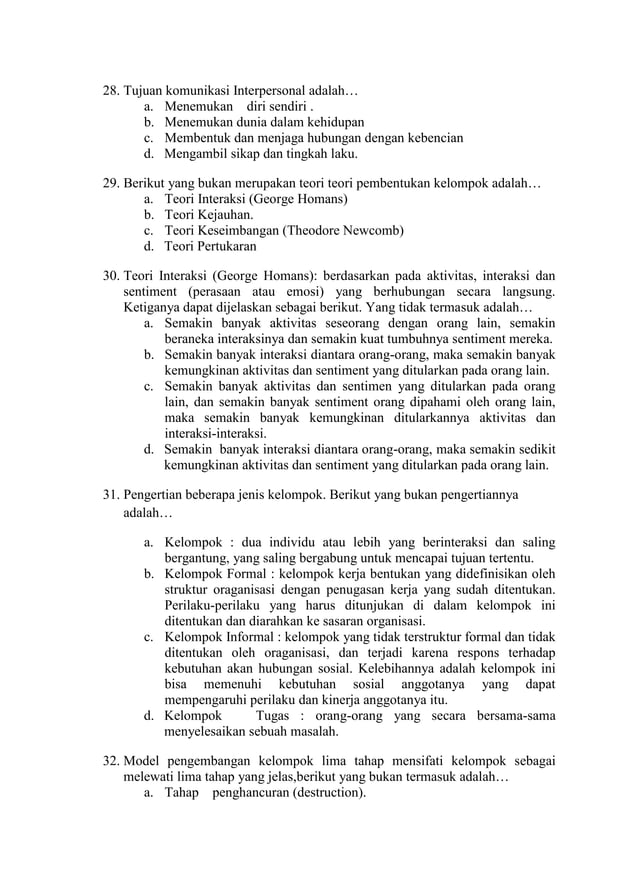 Contoh soal PG untuk Perilaku Keorganisasian | DOCX