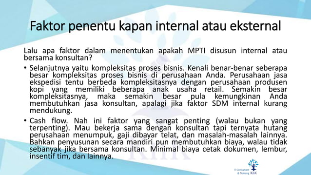 Penyusunan Master Plan TI - Mandiri atau bersama Konsultan | PPTX