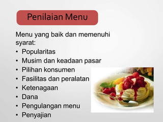 Penyusunan menu | PPTX