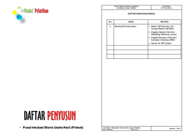 Penyusunan modul pelatihan berbasis kompetensi | PDF