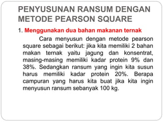 PENYUSUNAN RANSUM DENGAN METODE PEARSON SQUARE.pptx