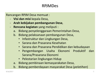 Penyusunan RPJMDes dan RKPDes | PPTX