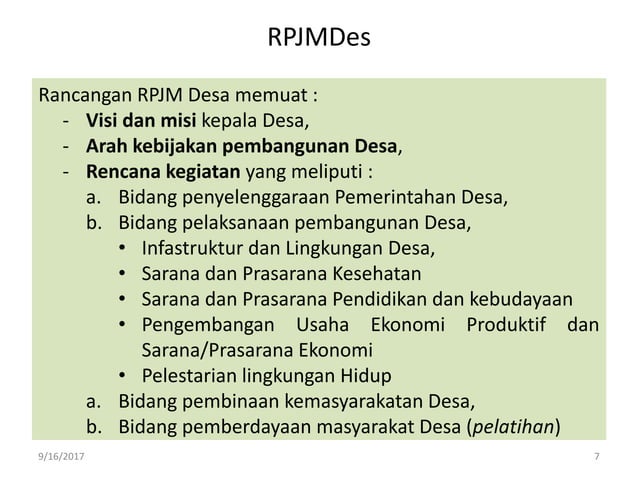 Penyusunan RPJMDes dan RKPDes | PPTX