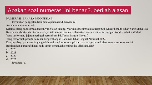 Penyusunan soal numerasi-Numerasi adalah kemampuan memahami dan ...