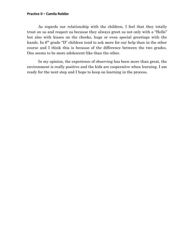 Reflection on my observations at school | DOC | Educational Assessment ...