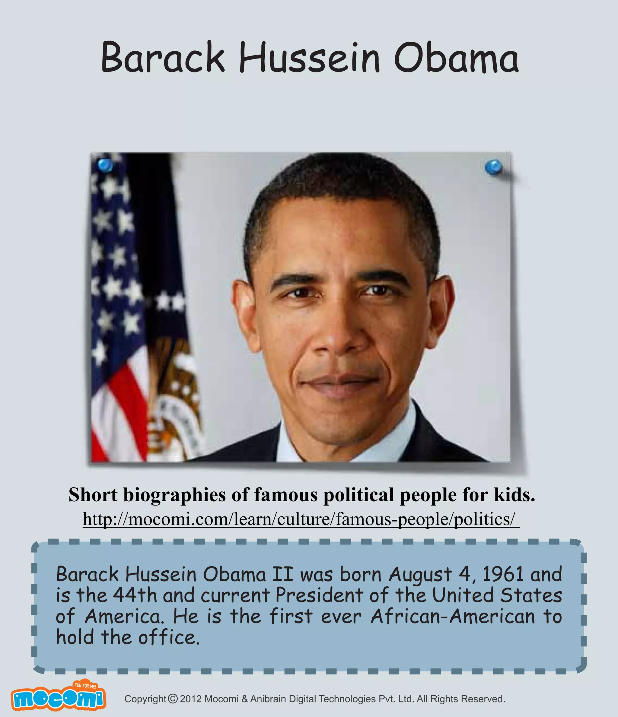Barack Obama - Famous Politician For Kids | PDF