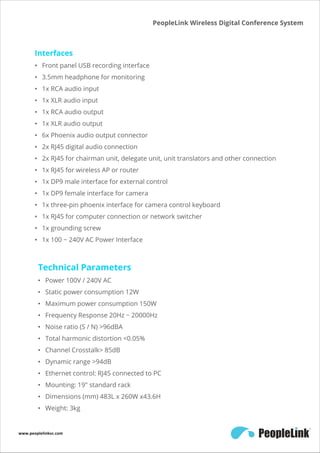PeopleLink Wireless Digital Conference System | Audio Conferencing | PDF