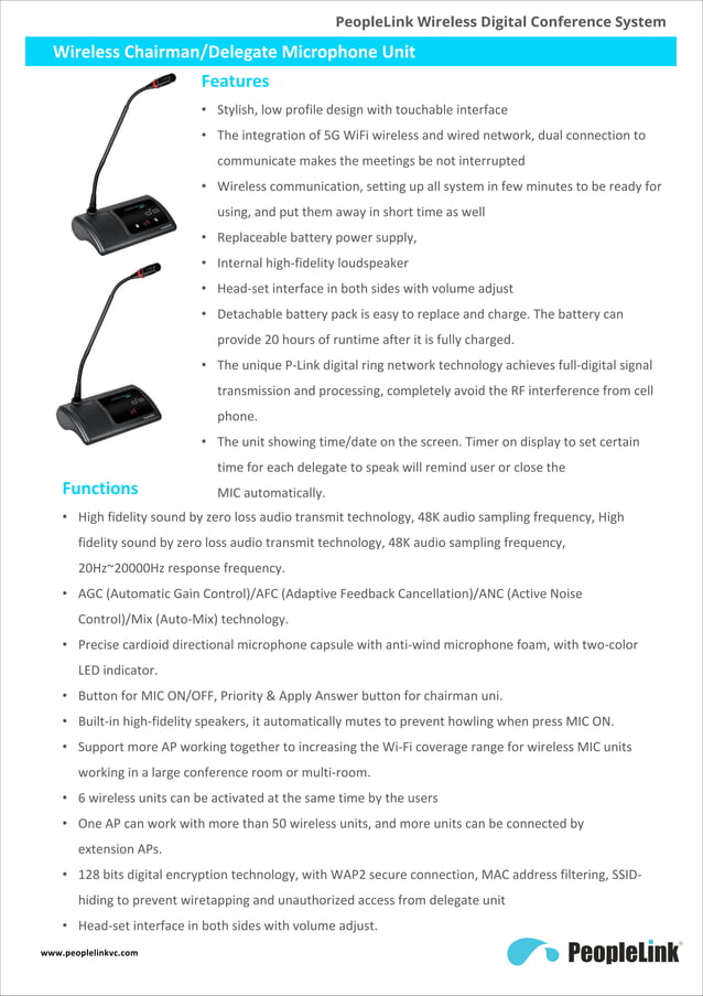 PeopleLink Wireless Digital Conference System | Audio Conferencing ...