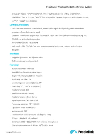 PeopleLink Wireless Digital Conference System | Audio Conferencing | PDF