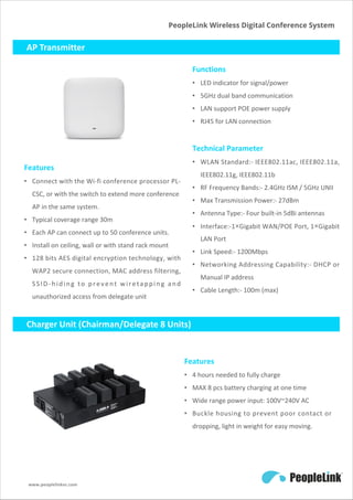 PeopleLink Wireless Digital Conference System | Audio Conferencing | PDF