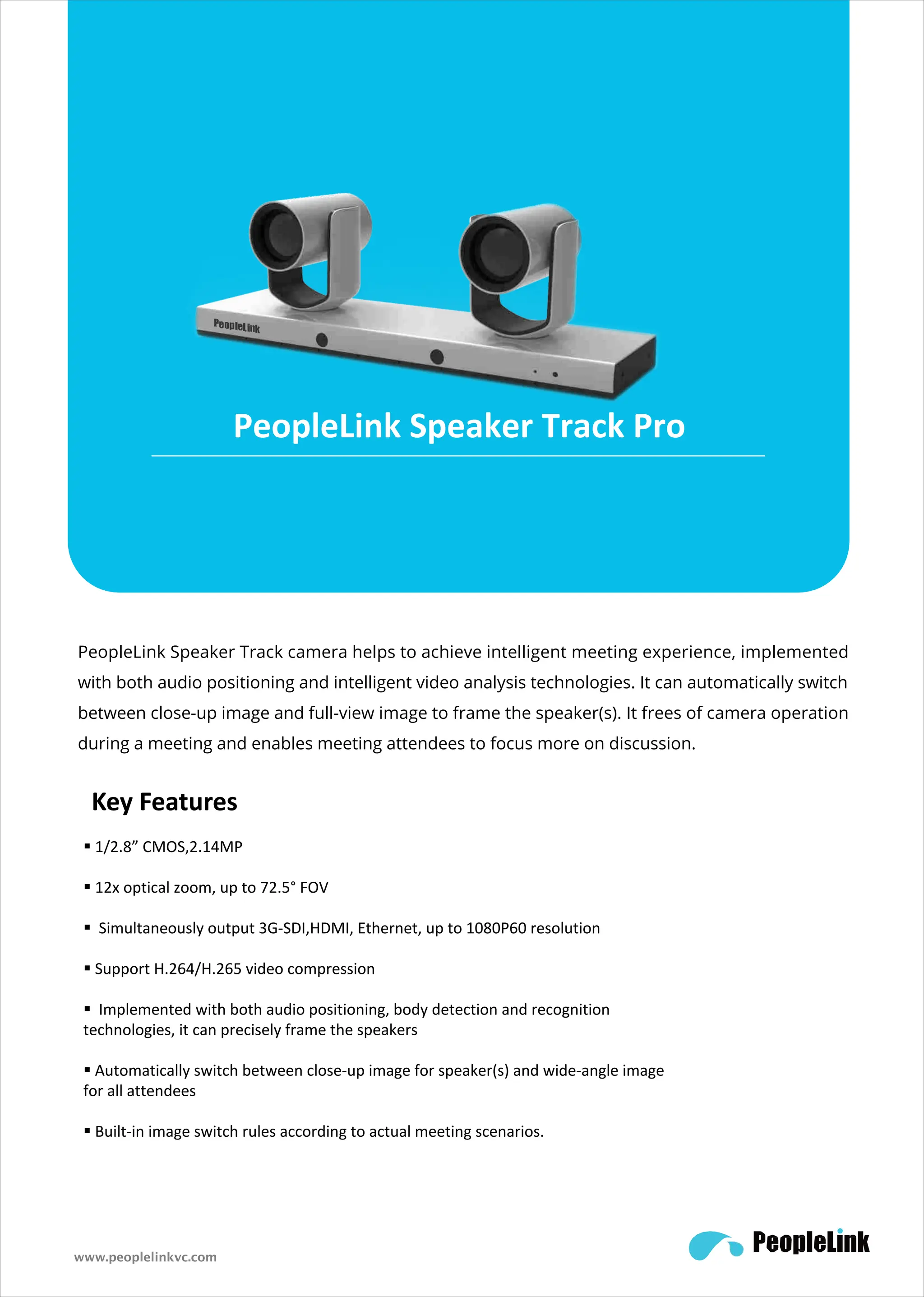 Speaker Track Pro Camera | Auto Tracking PTZ AI Cameras - PeopleLink | PDF
