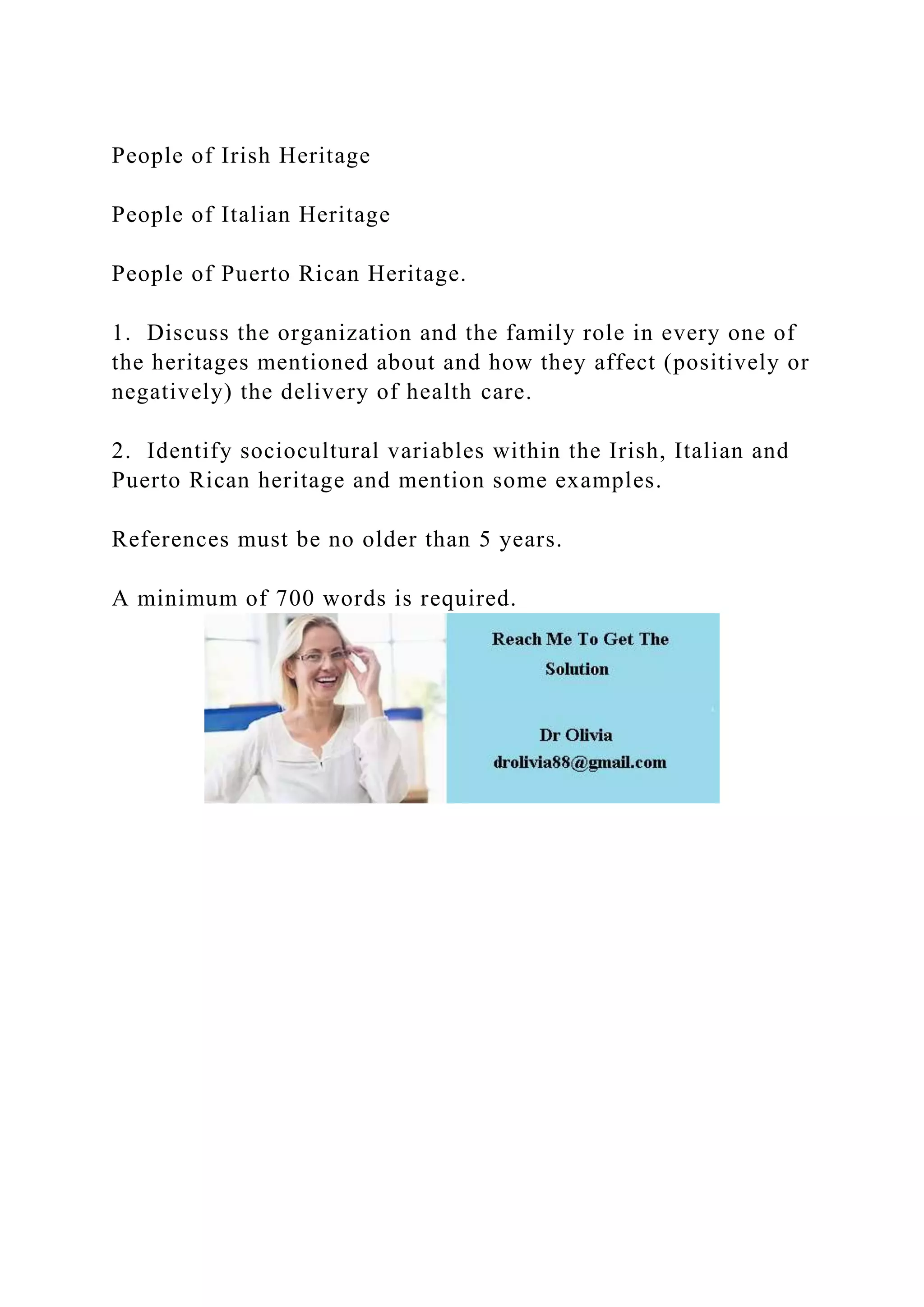 People of Irish Heritage People of Italian Heritage People o.docx