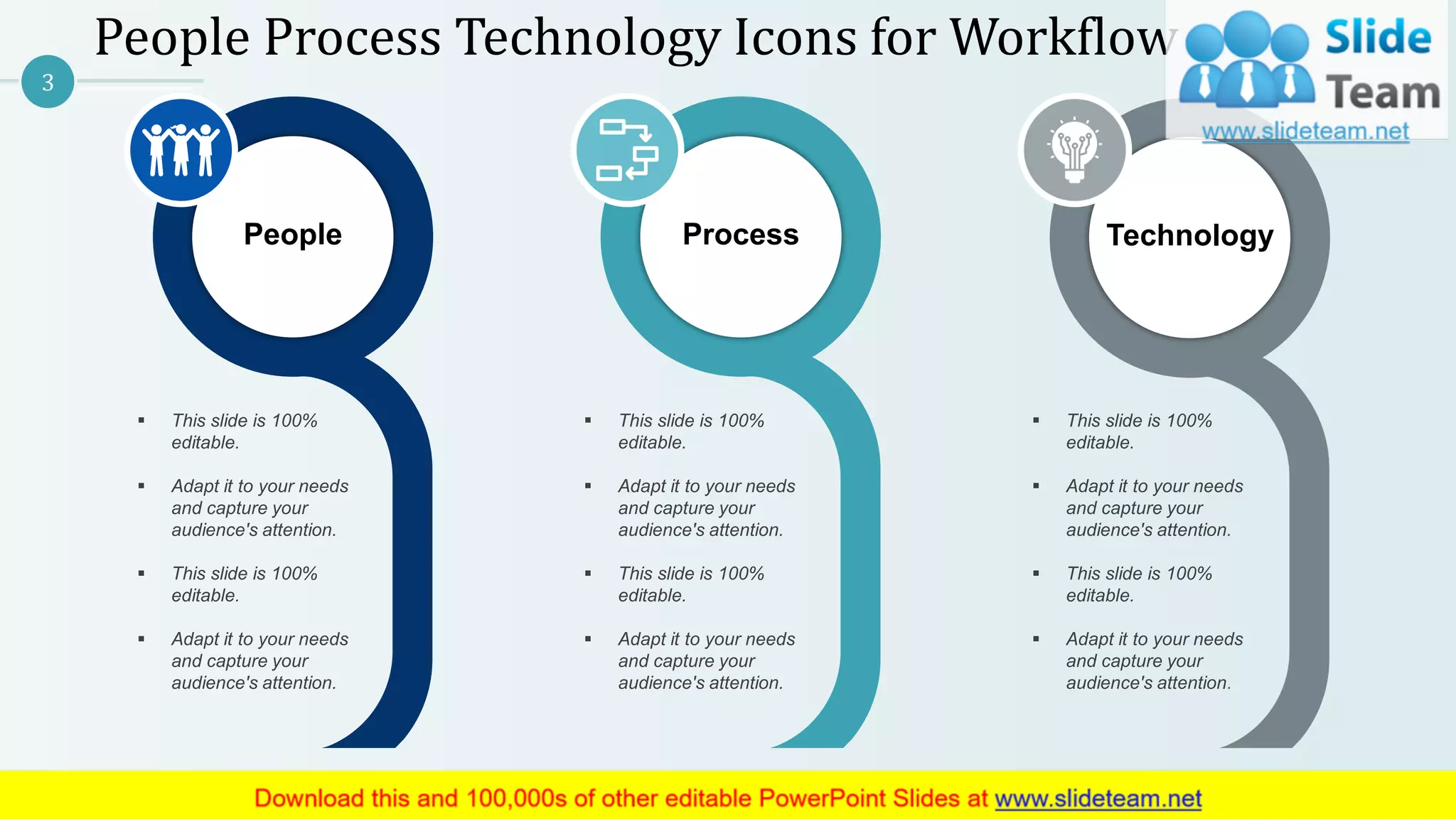 People Process Technology Icons In Linear Flow Technology Icons With ...