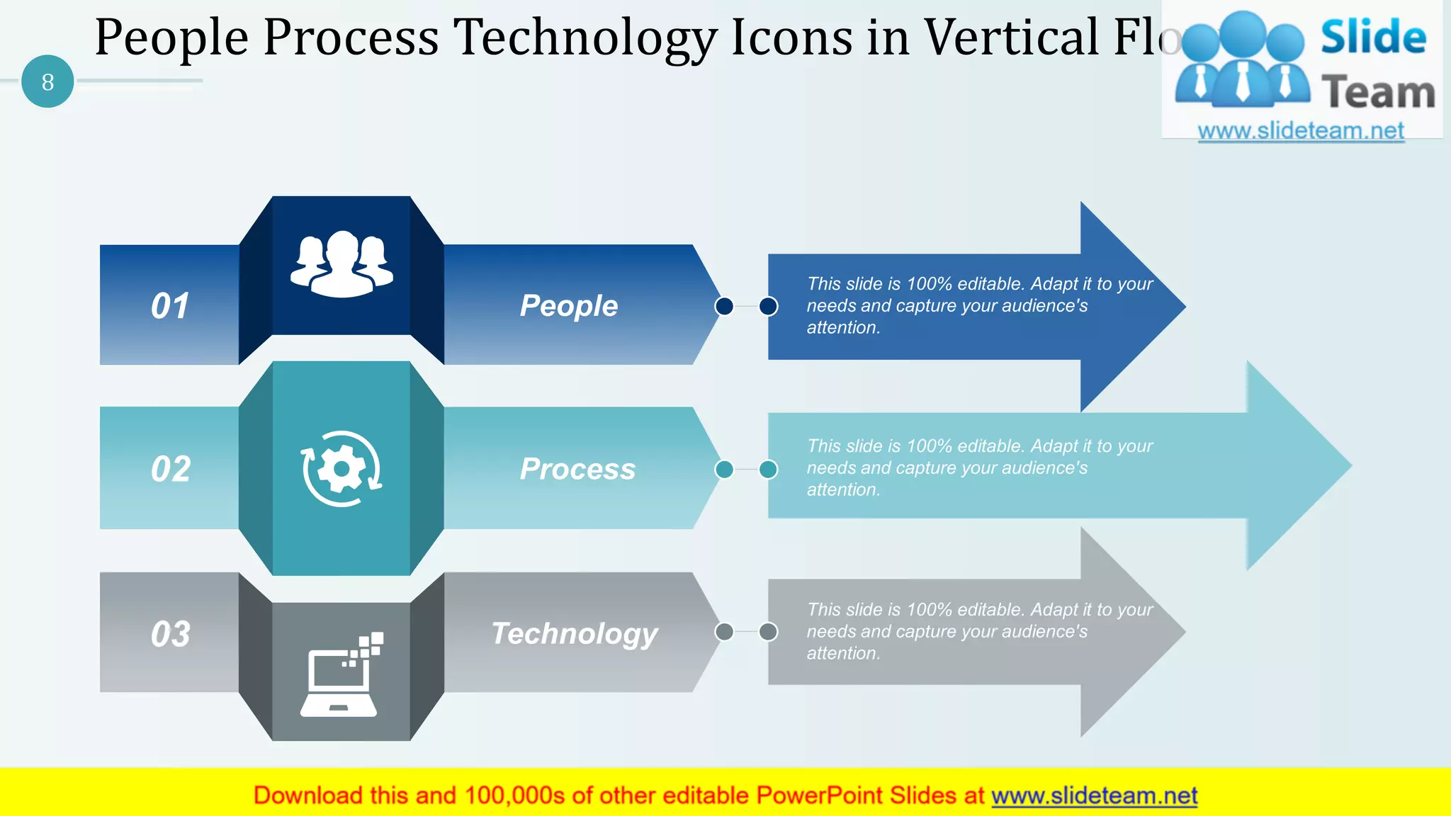 People Process Technology Icons In Linear Flow Technology Icons With ...