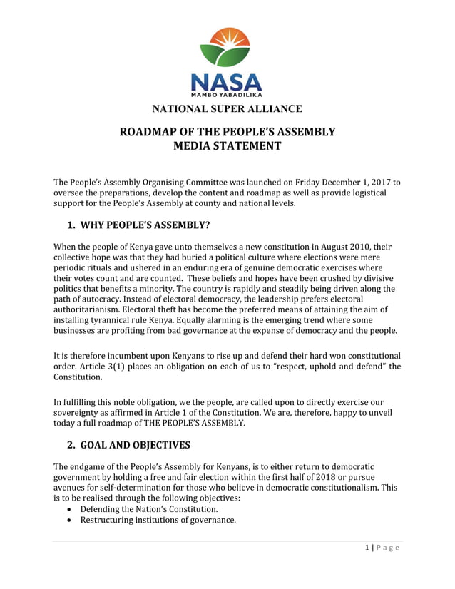 People's Assembly road map | PDF | Civic affairs | Politics