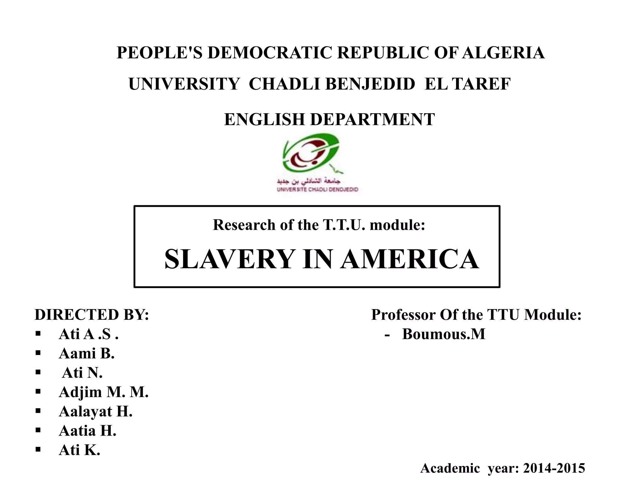 Slavery in America | PPT
