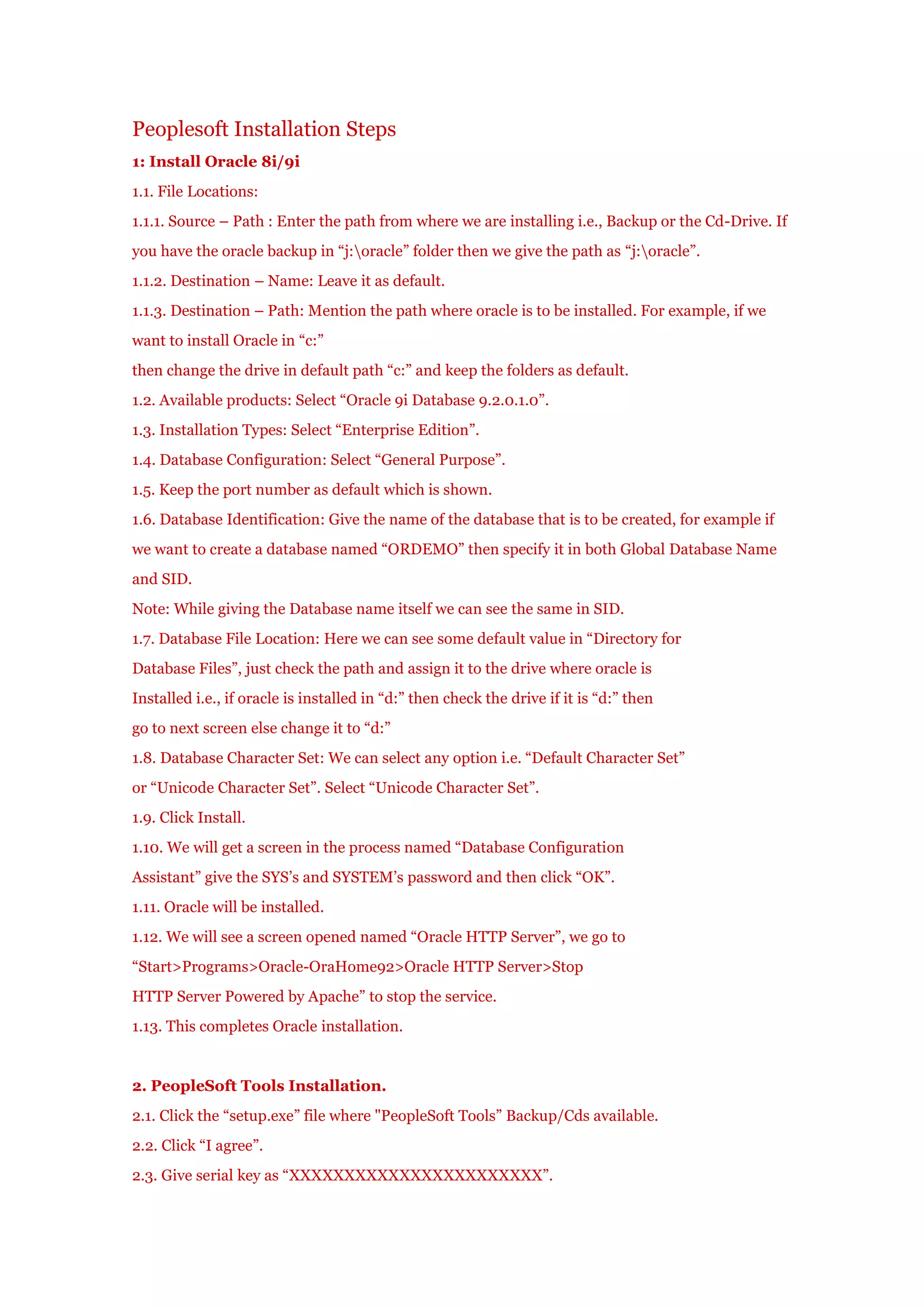 Peoplesoft installation steps | DOCX