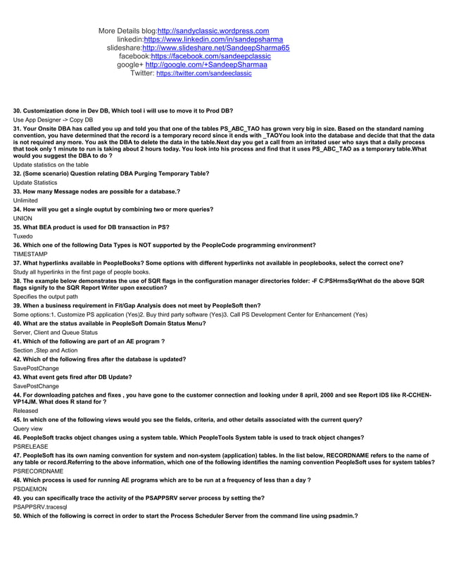 Peoplesoft technical consultant interview questions | PDF