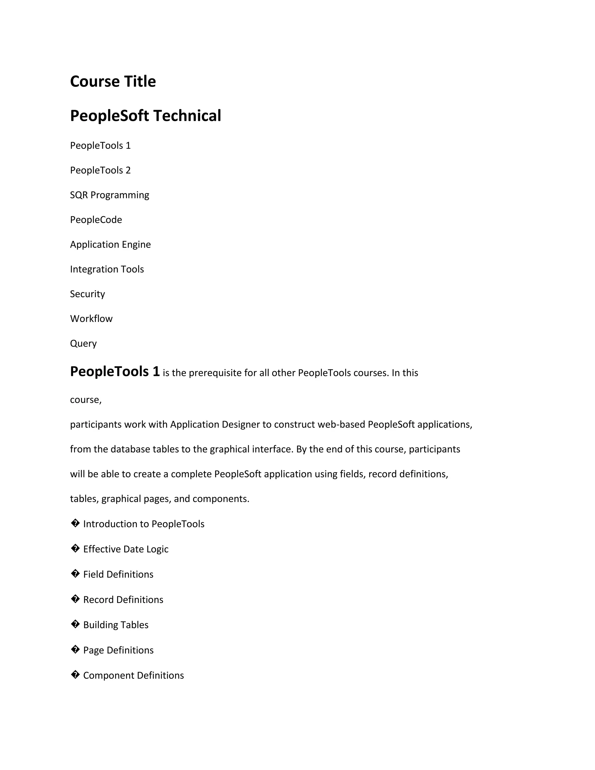 Peoplesoft technical short | DOCX