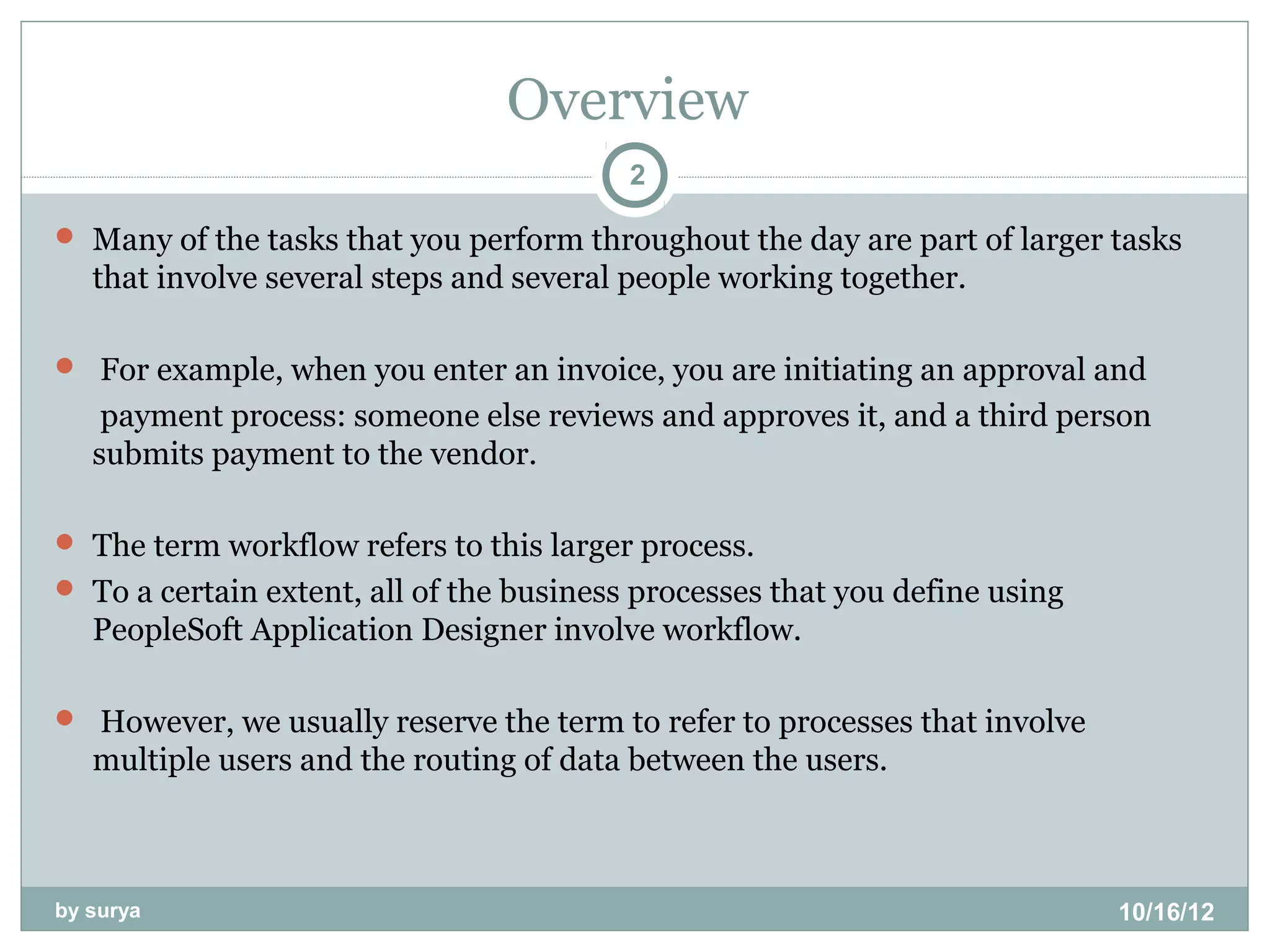 People soft workflow by surya 2 | PPT