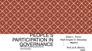 People's Participation in Governance | PPT