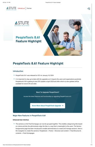 PeopleTools 8.61 Feature Highlight - Astute Business | PDF
