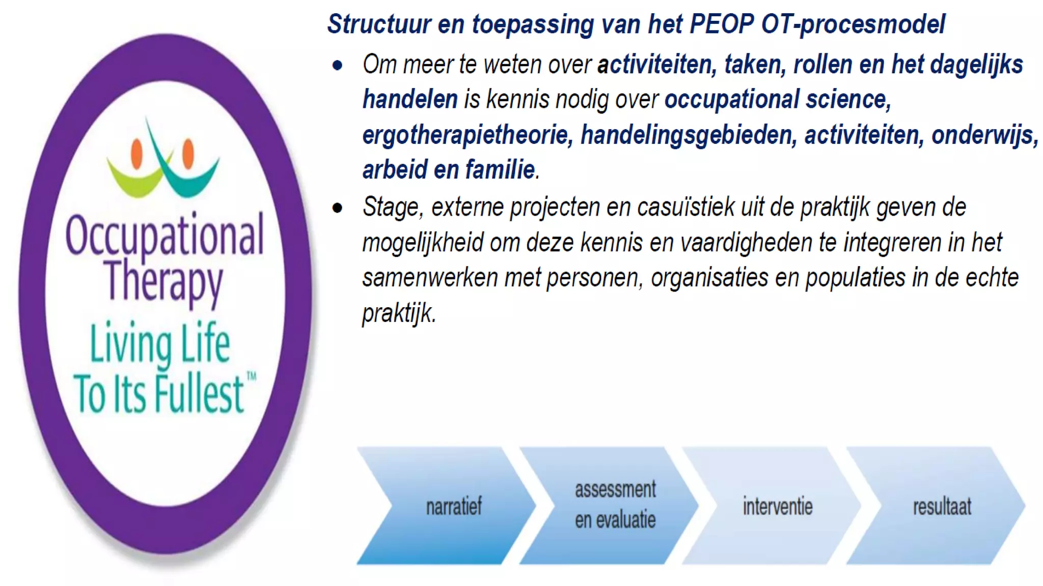 Grondbeginselen van de Ergotherapie PEOP Occupational Therapy Process ...