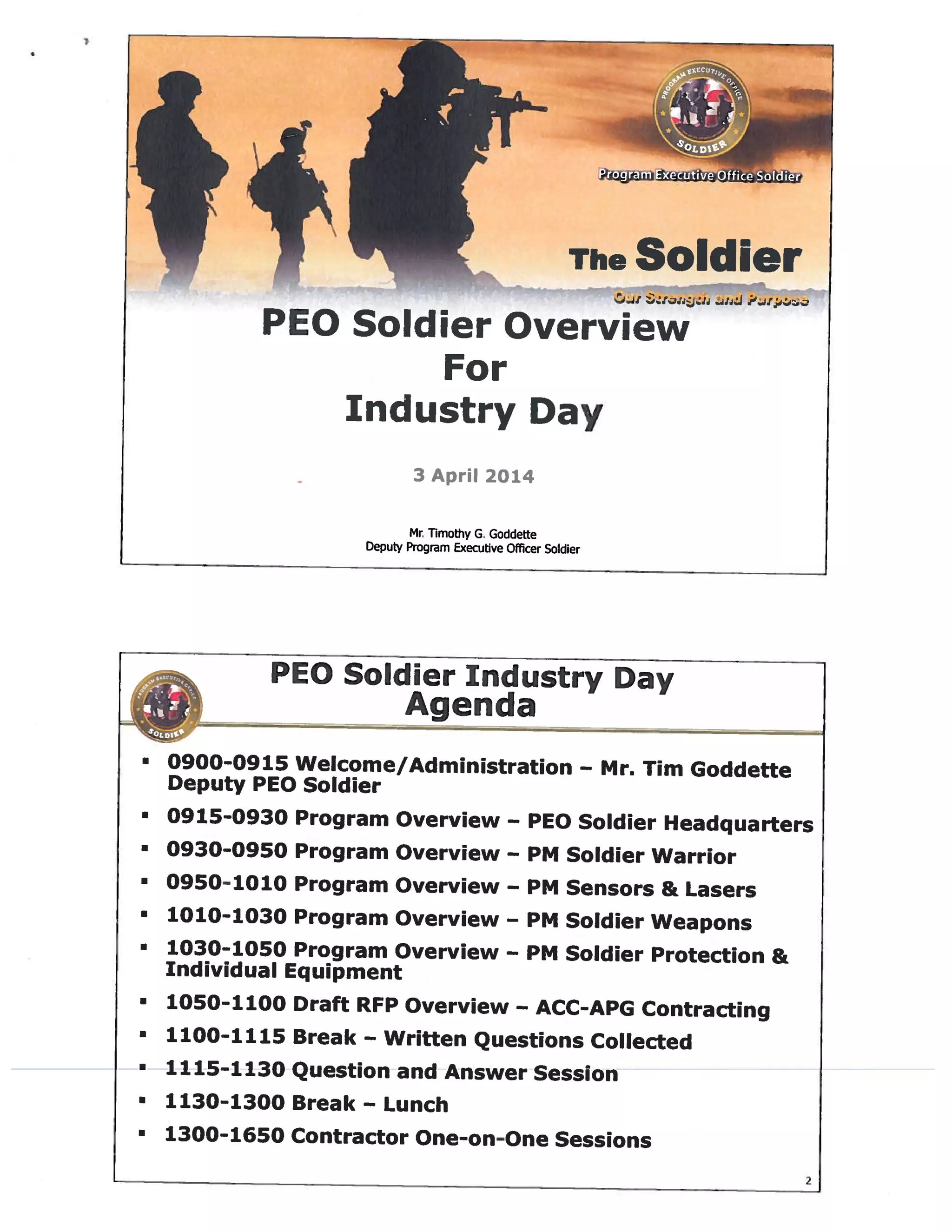 PEO Soldier Industry Day April 2014 | PDF