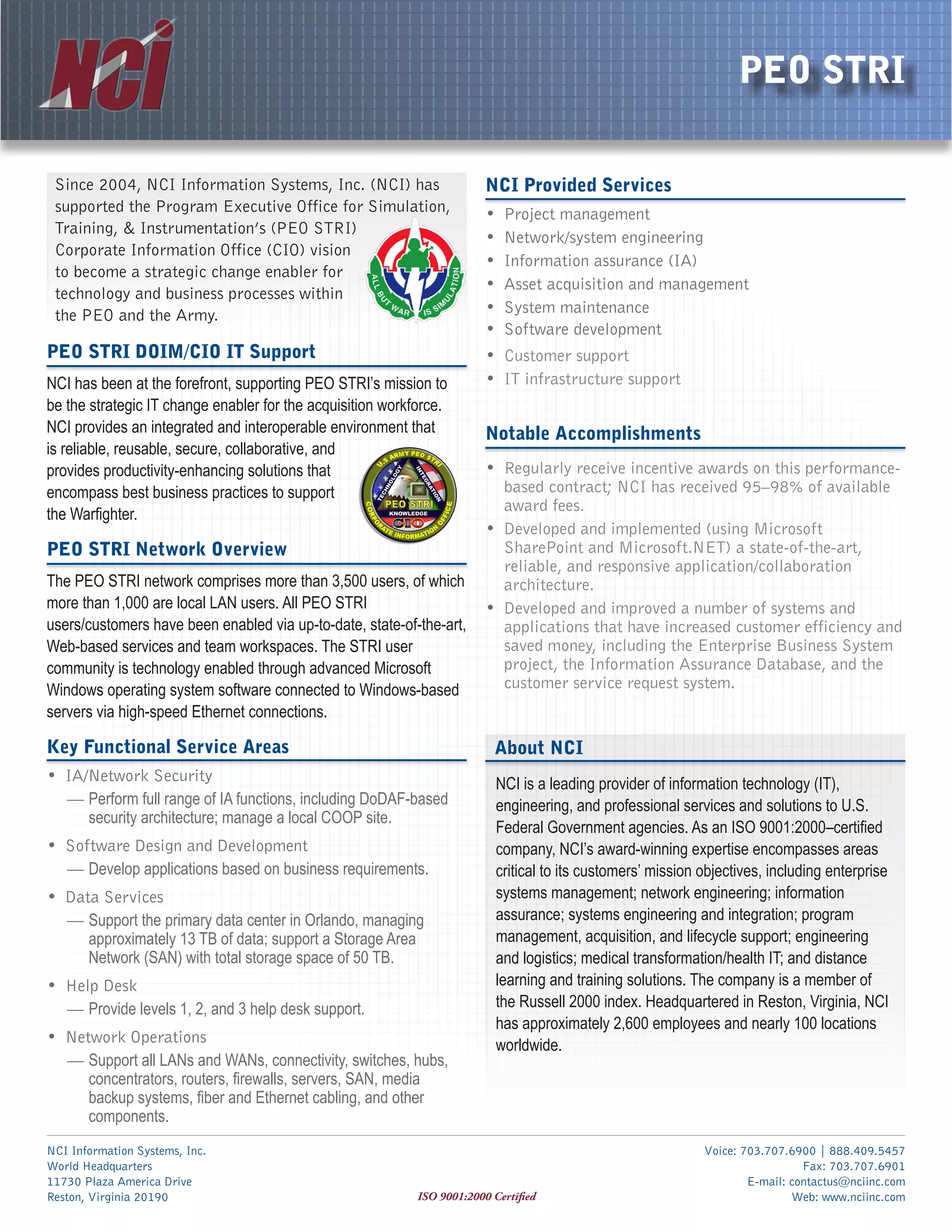 Program Executive Office for Simulation, Training, & Instrumentation’s ...