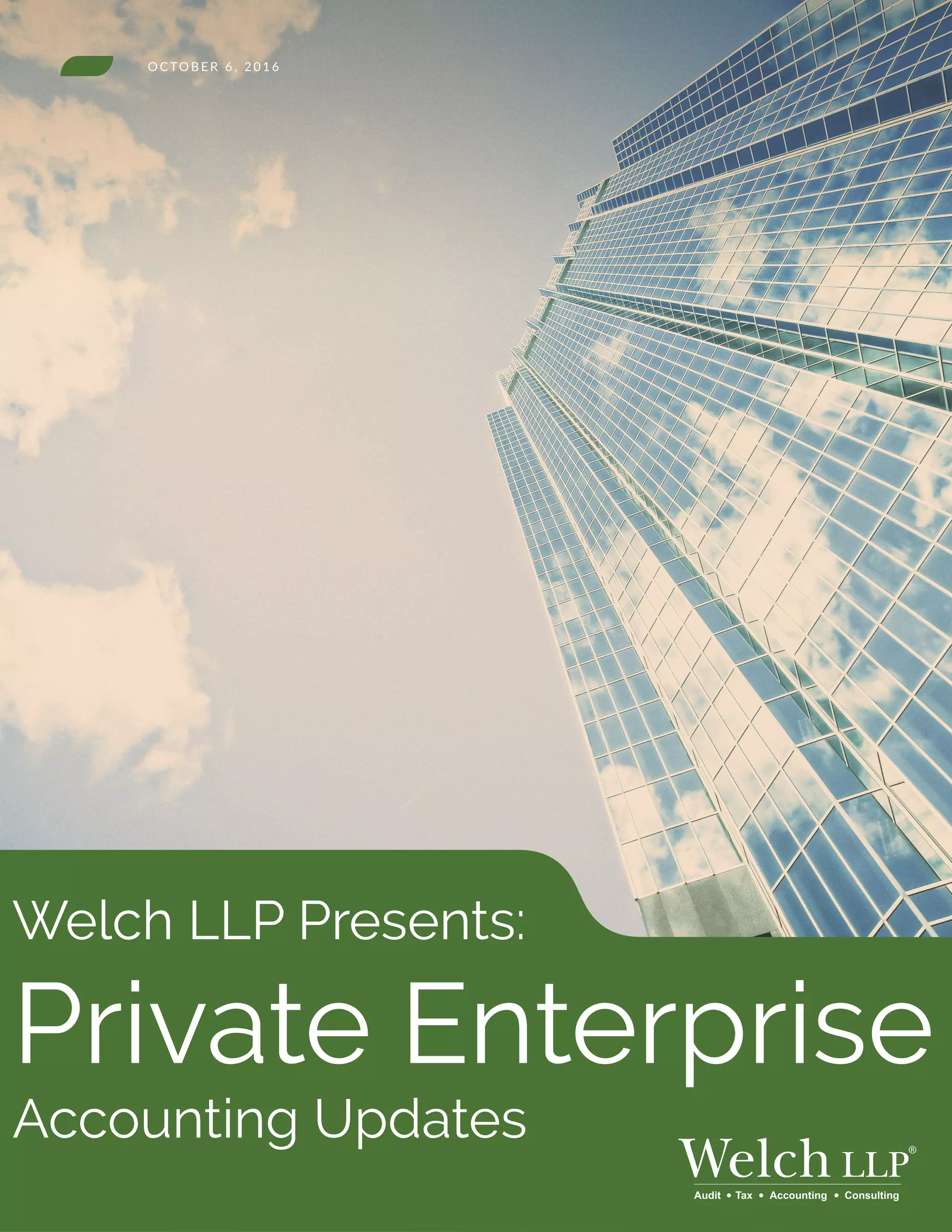 Welch 2016 Private Enterprise Accounting Updates | PDF