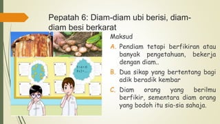 PEPATAH TAHUN 8 Maksud dan contoh ayat.. | PPTX