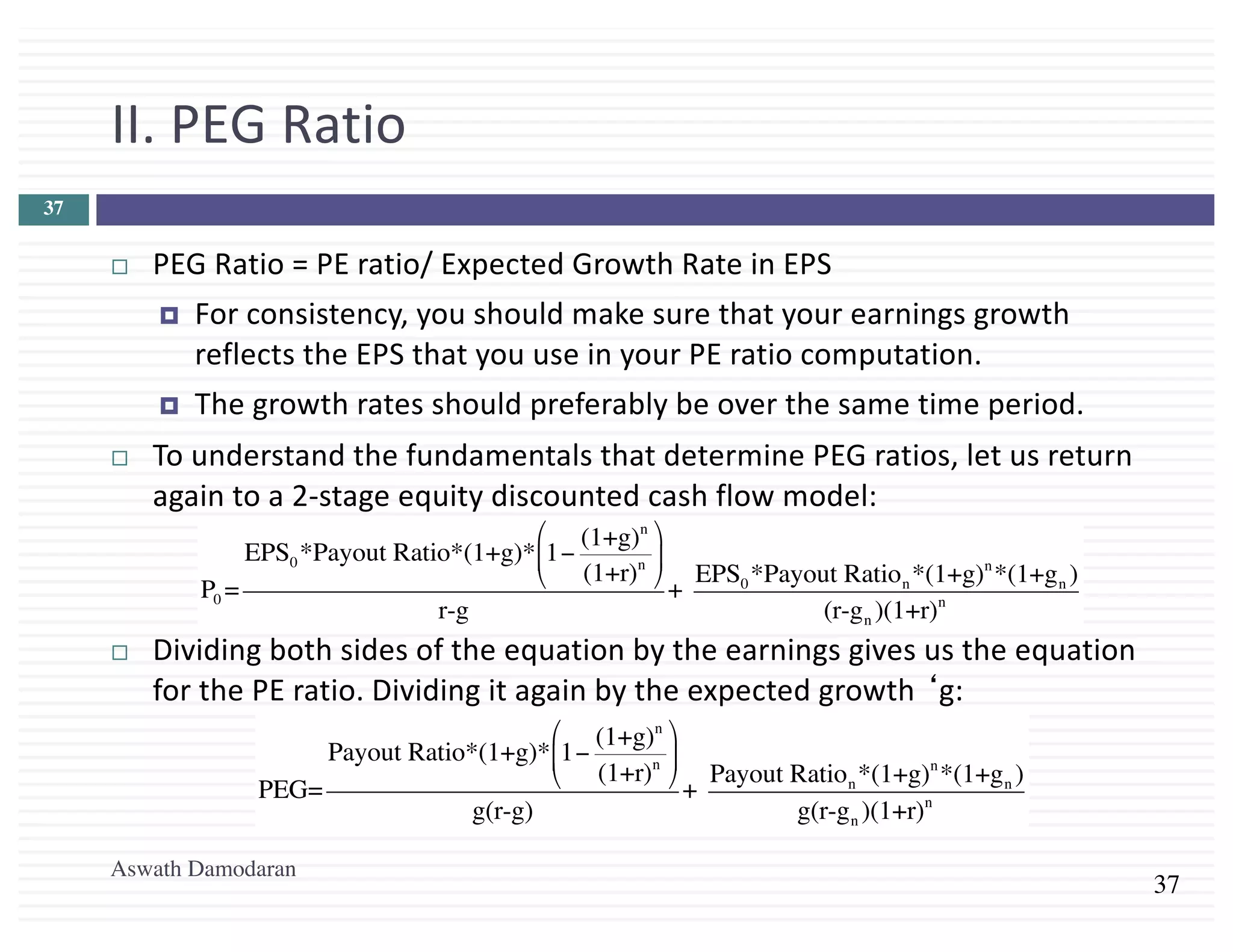 How to calculate P/E, PEG ratio | PDF