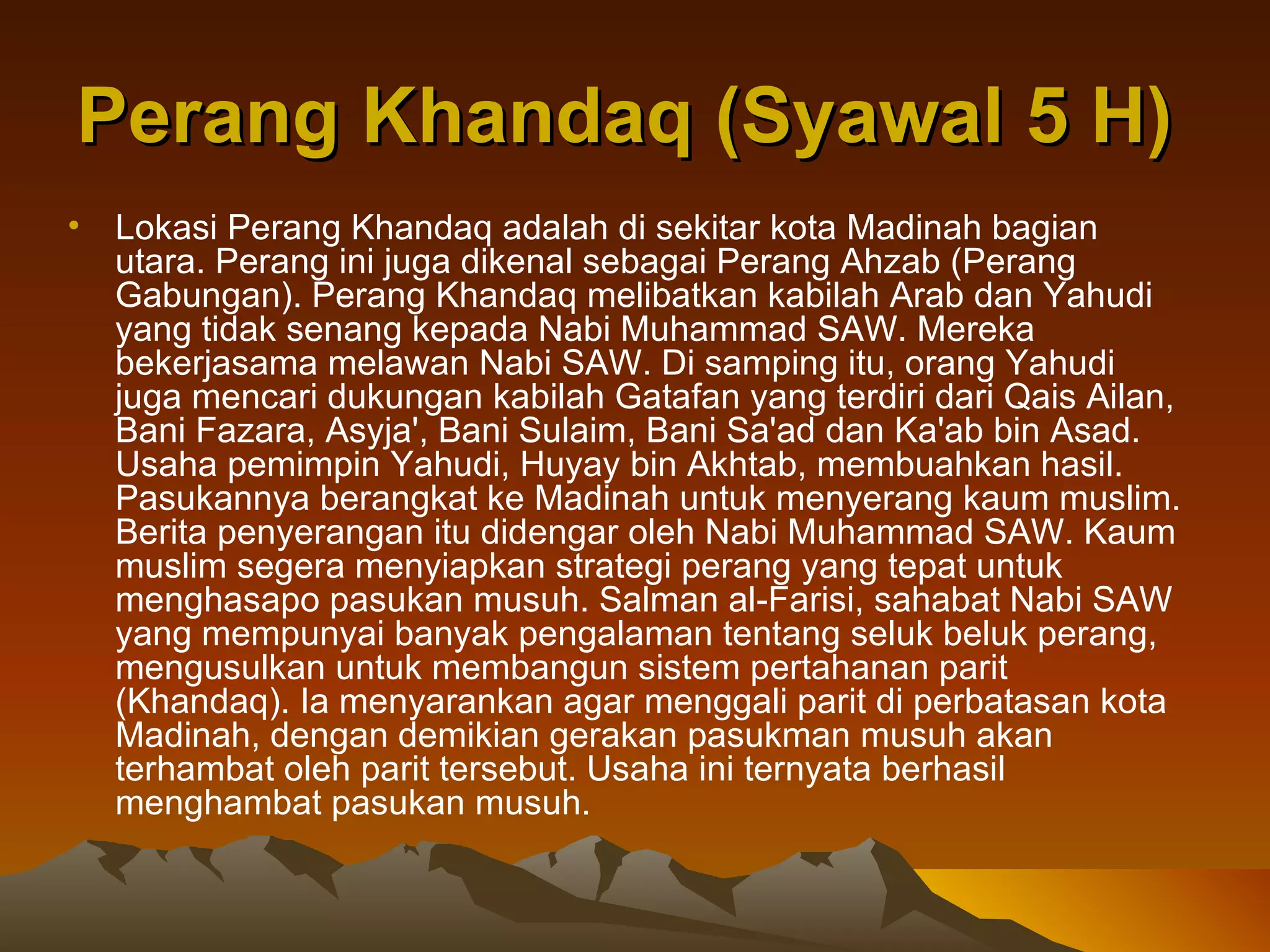 Peperangan di zaman rasulullah SAW | PPT