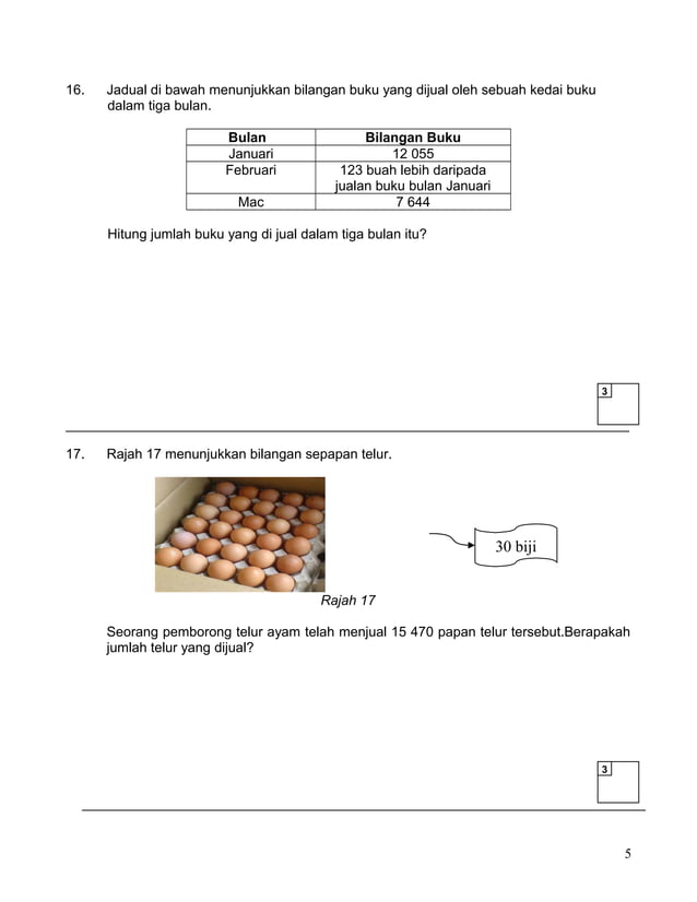 Peperiksaan pertengahan tahun matematik tahun 5 kertas 2 | DOC