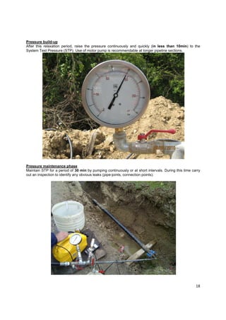 Hydrostatic pressure testing of PE pipelines (handbook) as per EN805 | PDF