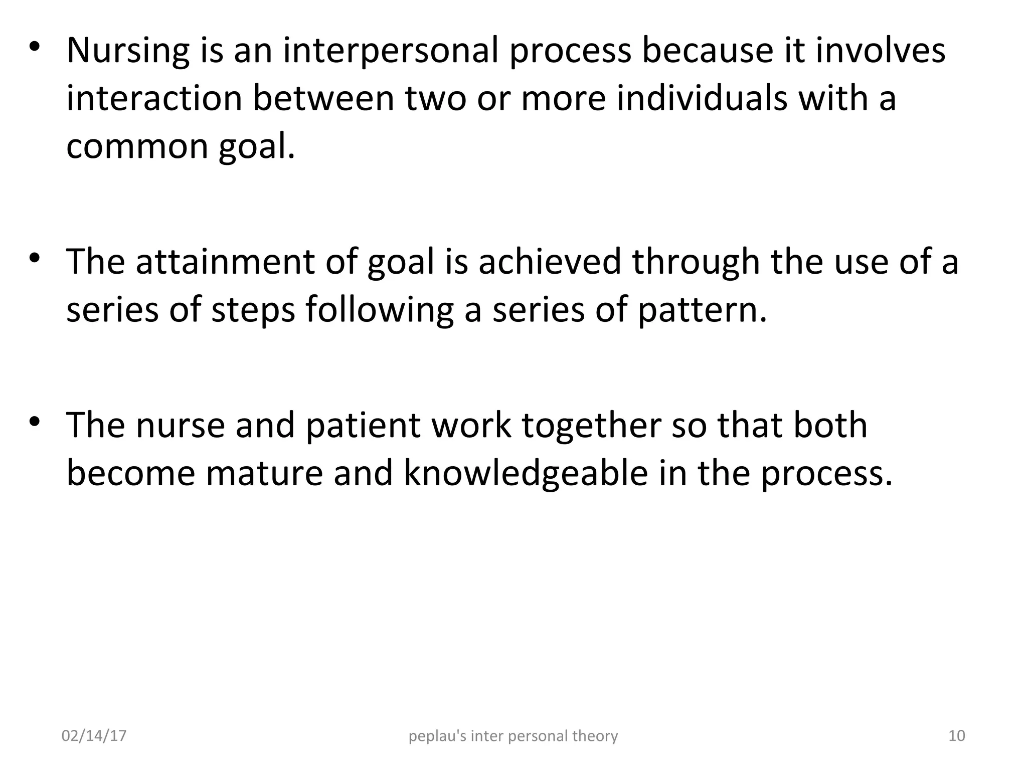 Peplau’s interpersonal relations theory | PPT