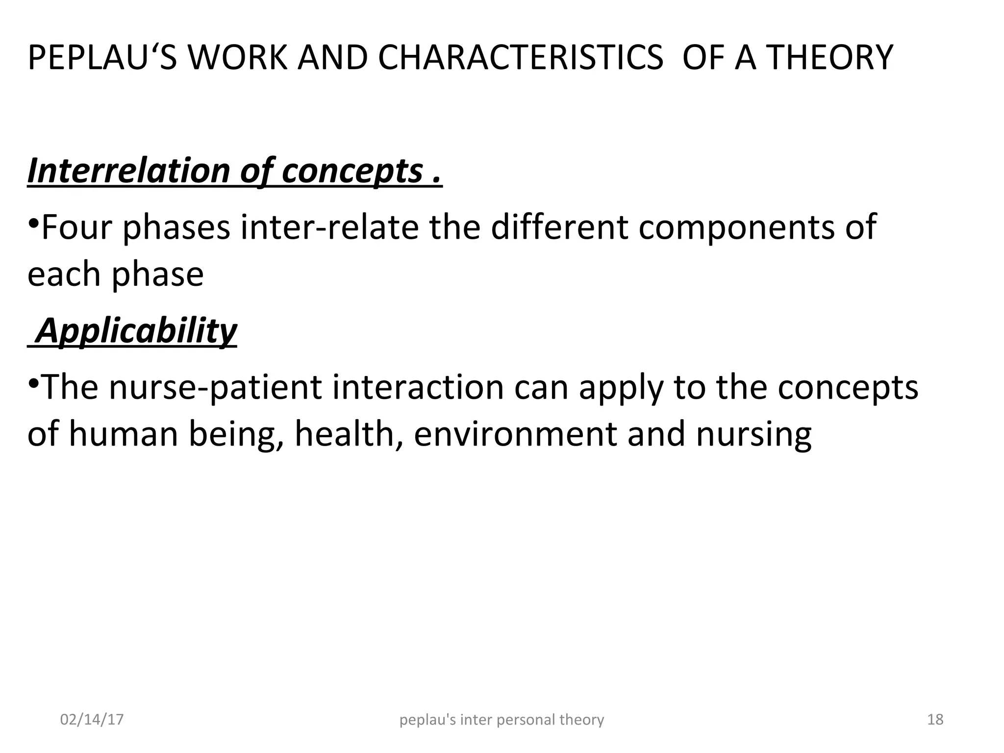 Peplau’s interpersonal relations theory | PPT