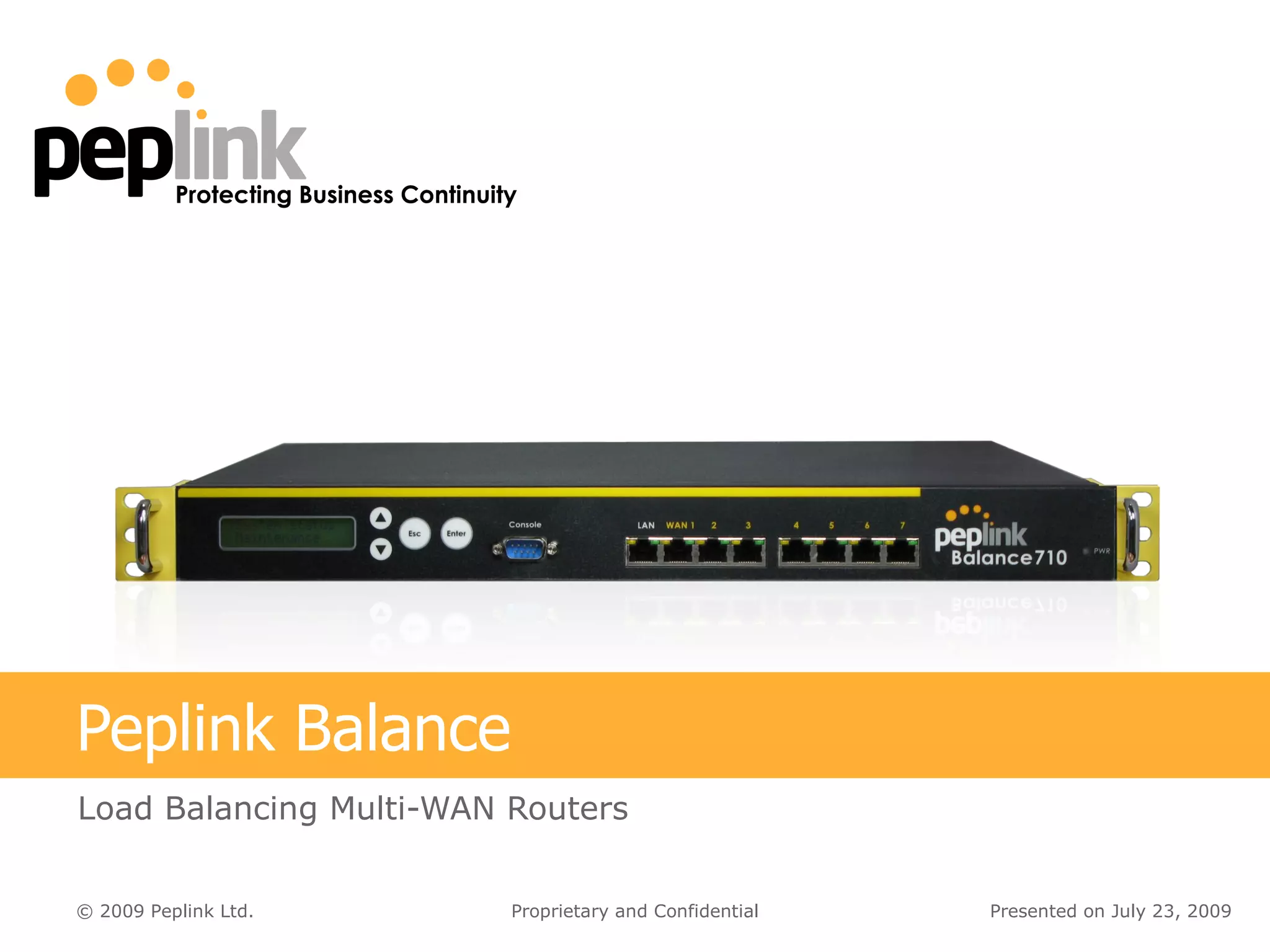 Peplink Balance Series Overview Reseller | PPT