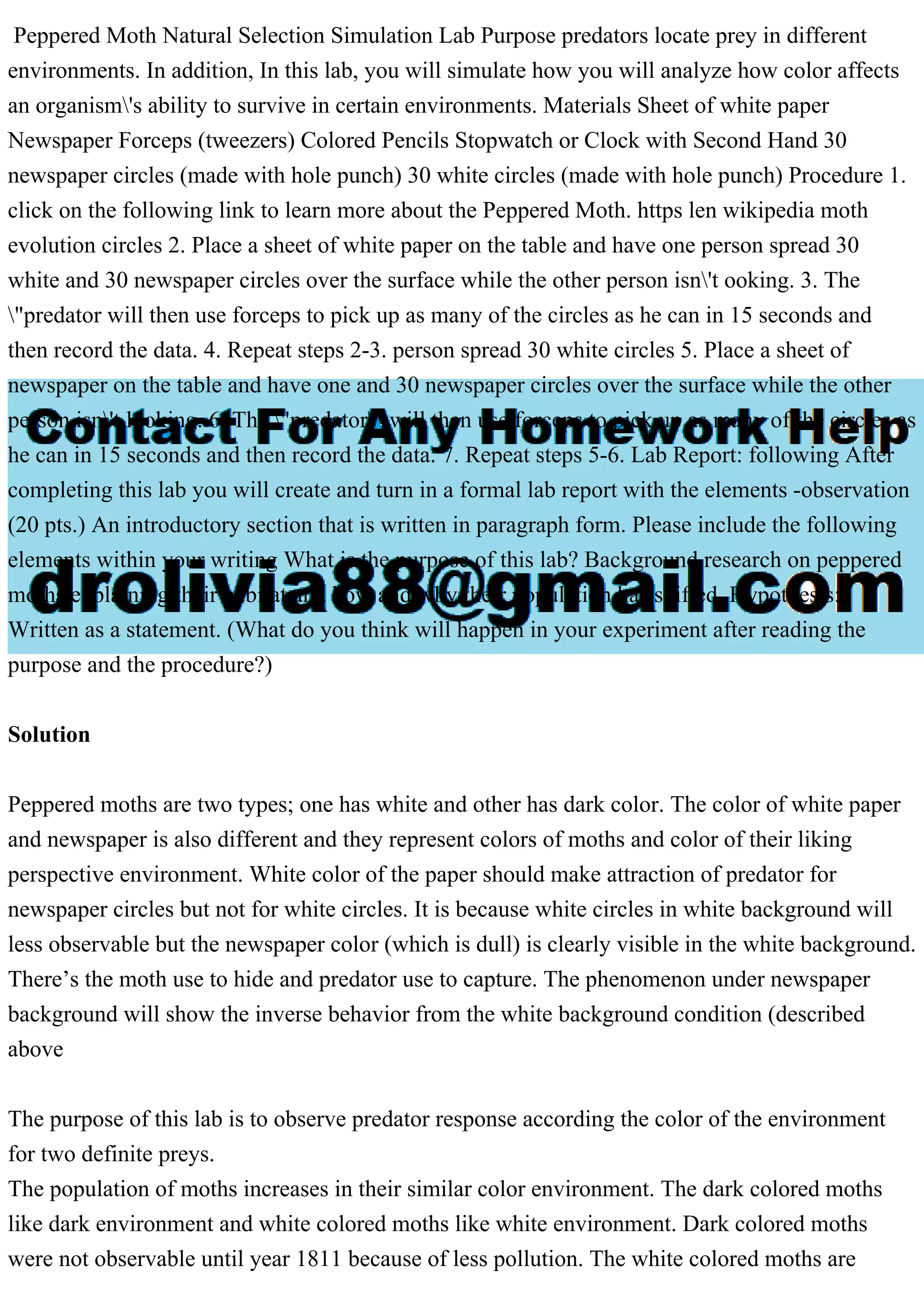 Peppered Moth Natural Selection Simulation Lab Purpose predators loca.pdf