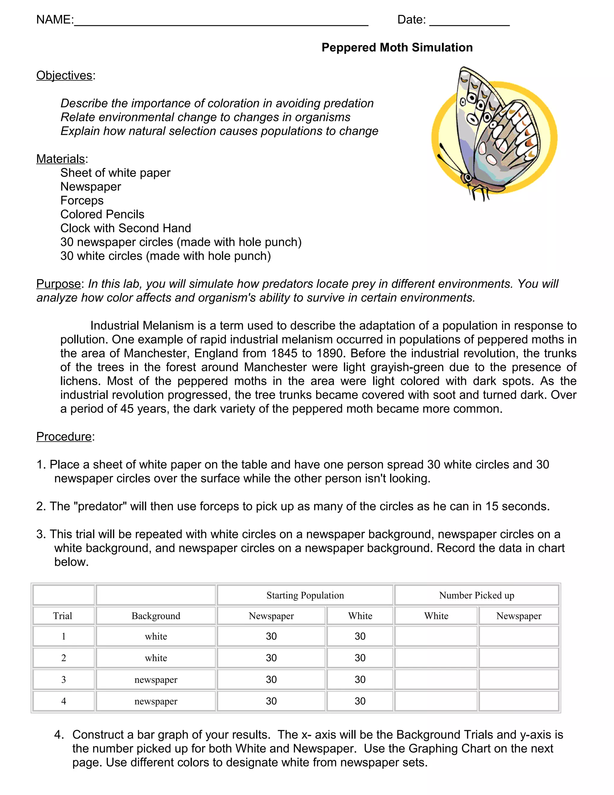 Peppered Moth Simulation Lab | DOC