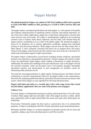 Pepper Market Outlook: Global Trends and Forecast Analysis (2023-2032 ...