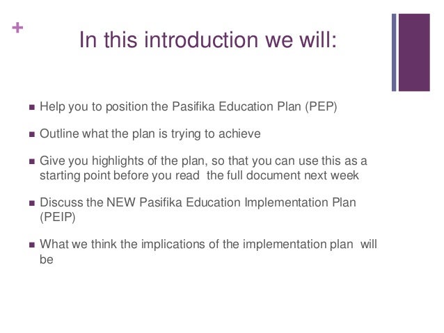 PEP Plan introduction