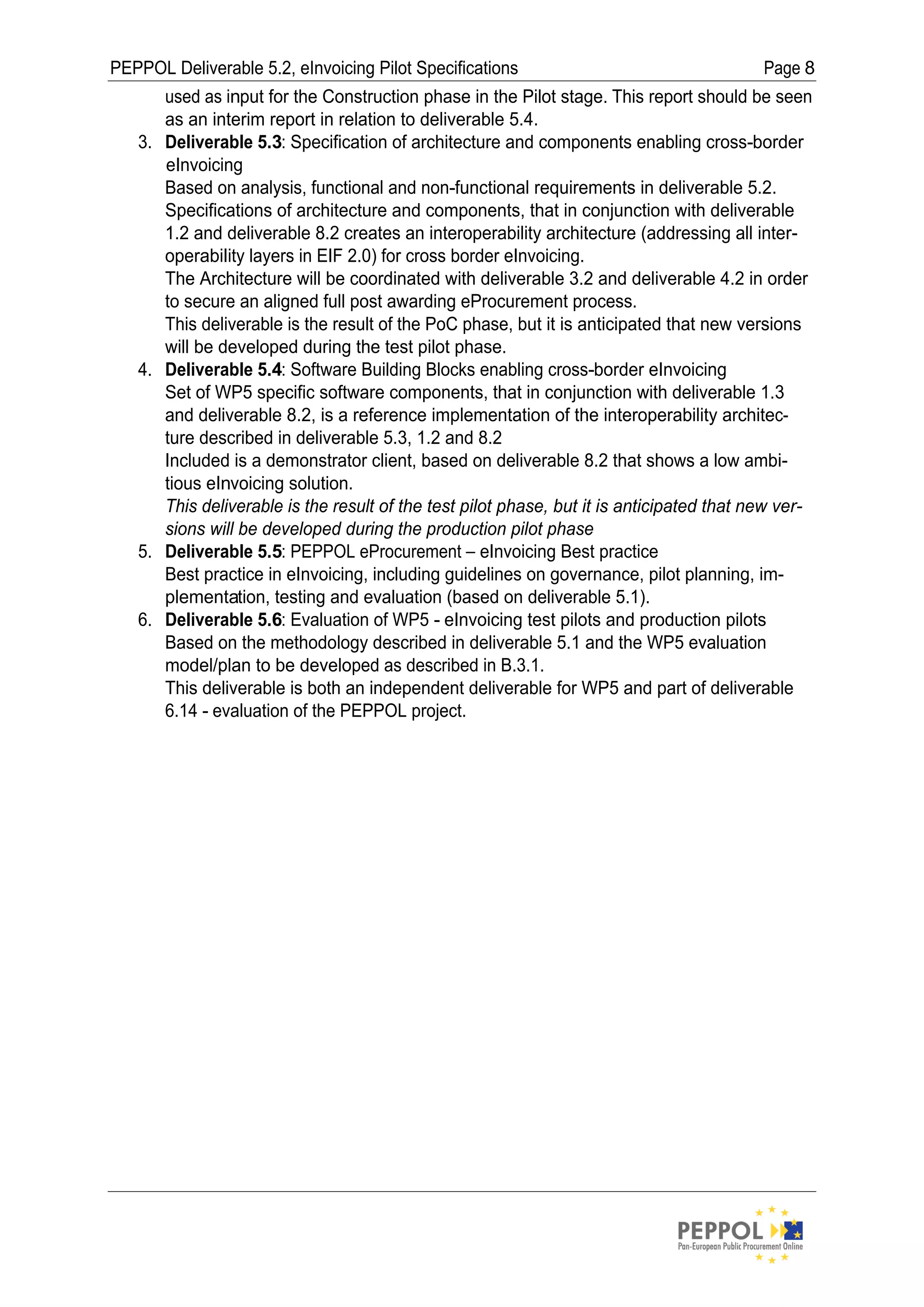 PEPPOL eInvoicing Pilot Specifications | PDF