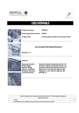 PEPPOL eInvoicing Pilot Specifications | PDF